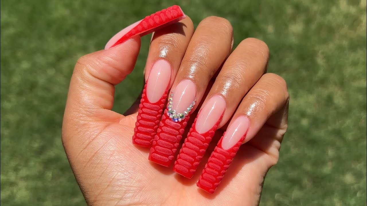 Red VALENTINE'S DAY croc print nails | Acrylic Nails |Tutorial ...