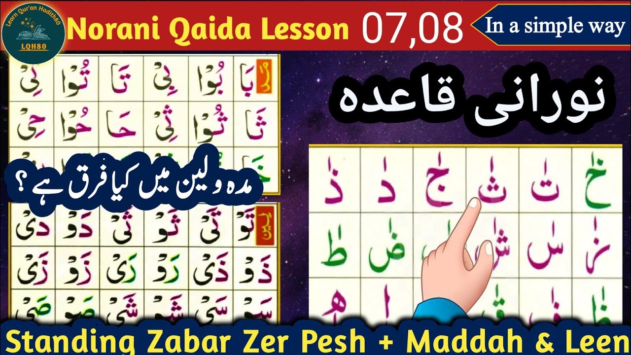 Noorani Qaida Lesson 7 & 8 | Tajweed Maddah o Leen | Learn Qur'an ...