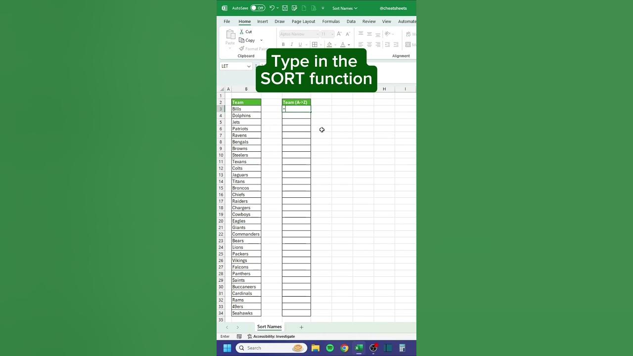 Sorting Names in Excel‼️ #excel - YouTube