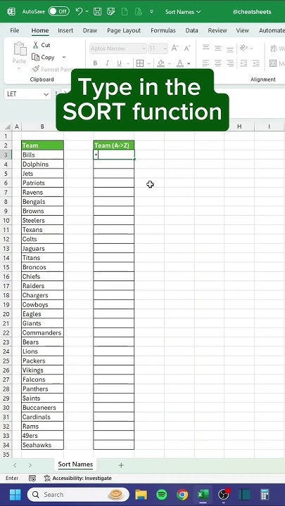 Sorting Names in Excel‼️ #excel - YouTube
