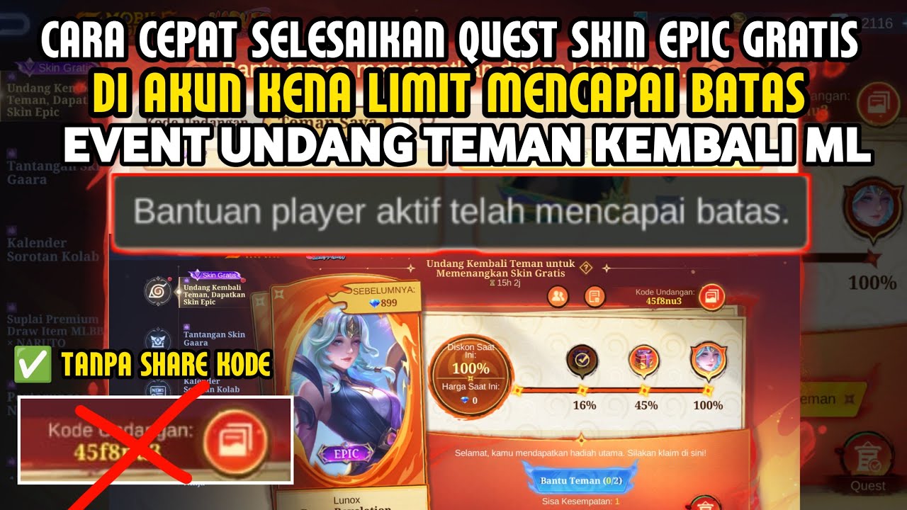 CARA CEPAT SELESAIKAN QUEST SKIN EPIC GRATIS EVENT UNDANG TEMAN KEMBALI ...