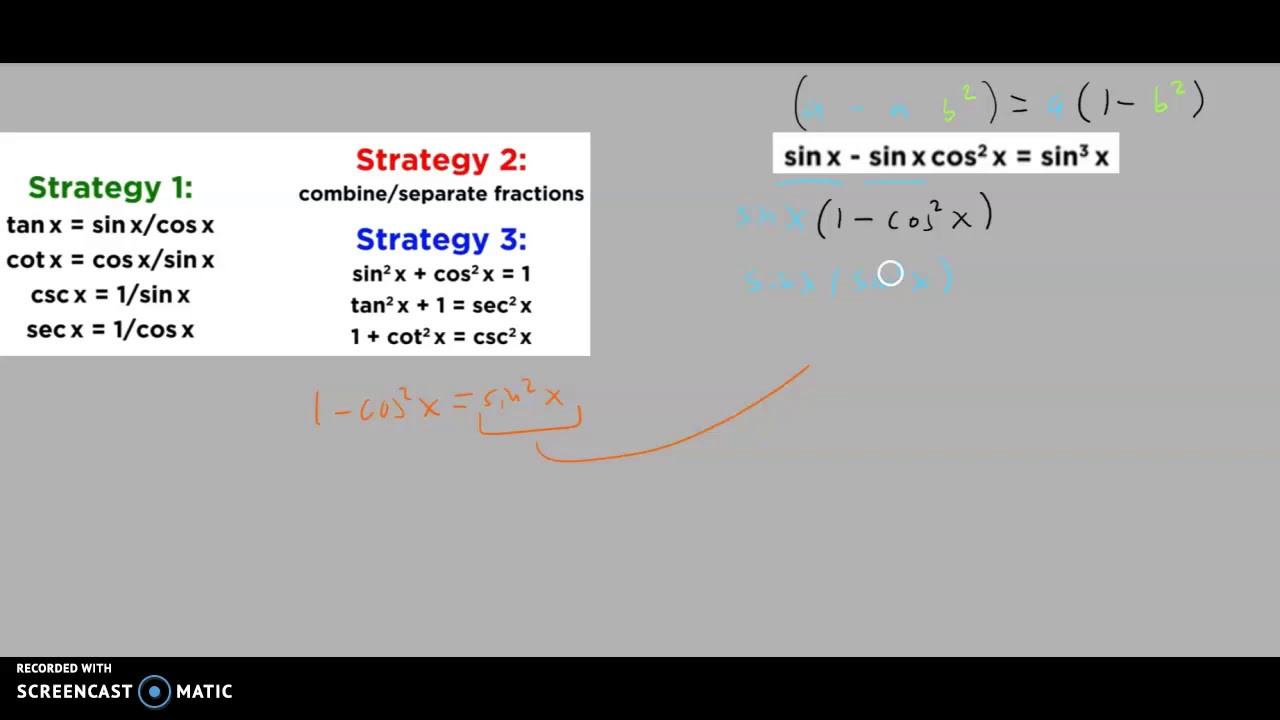 Verifying Trig Identities 3 - YouTube