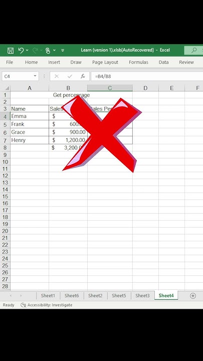 How to calculate percentage in excel? #excel #functions #shorts #short #viral #exceltips #video ...