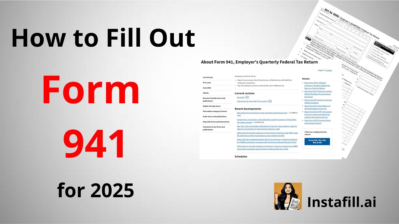 How to Fill Out IRS Form 941 for Employers | Step-by-Step Guide with Instafill.ai - YouTube