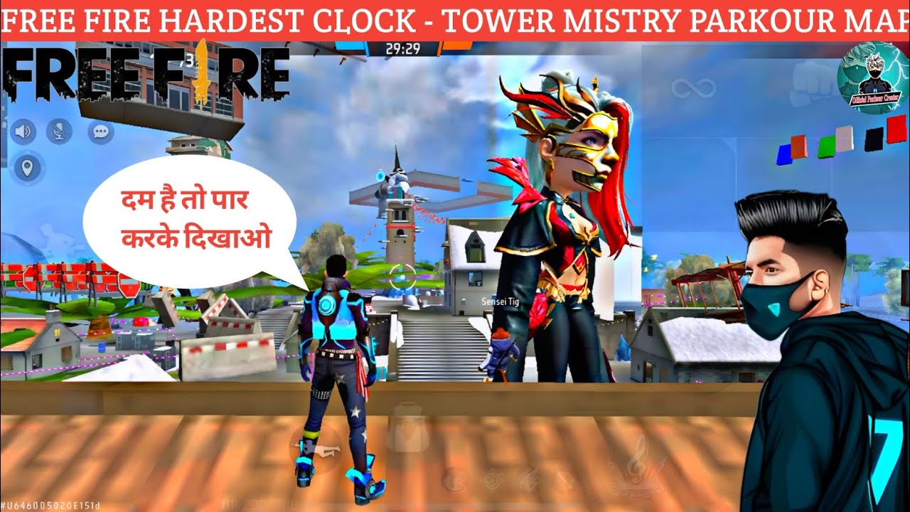 FREE FIRE HARDEST CLOCK - TOWER MISTRY PARKOUR MAP 😱 || FF PARKOUR MAP ...