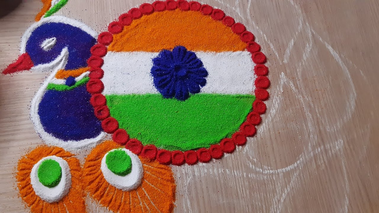Easy Republic day rangoli design 🇮🇳 Independence day rangoli tricolor ...