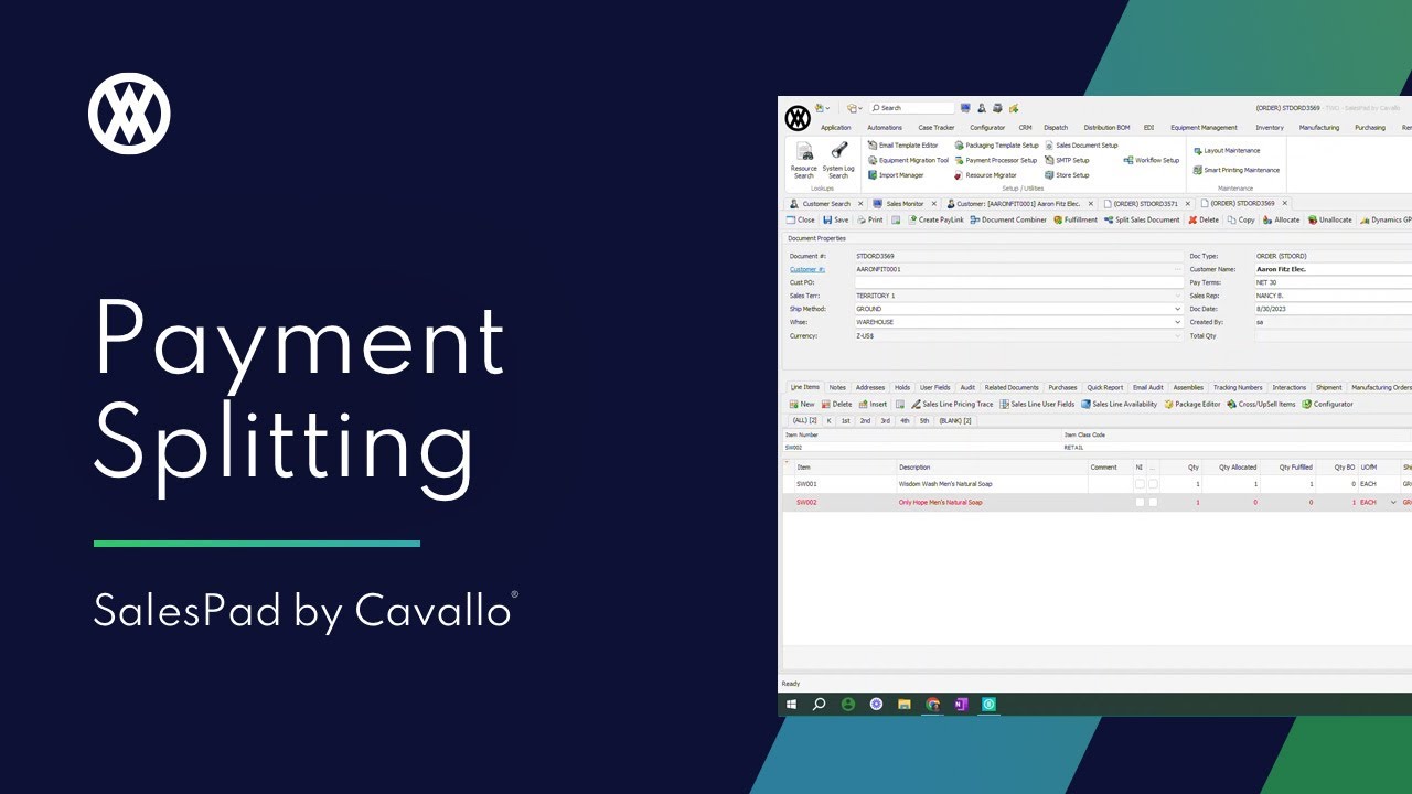 Payment Splitting with PayFabric / SalesPad by Cavallo - YouTube