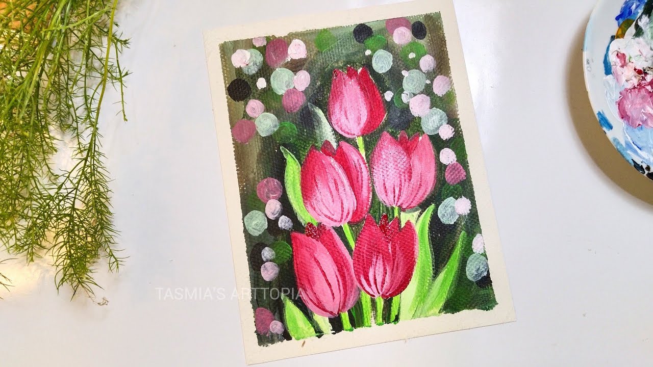 Easy tulip painting | acrylic painting tutorial | Tasmias arttopia ...