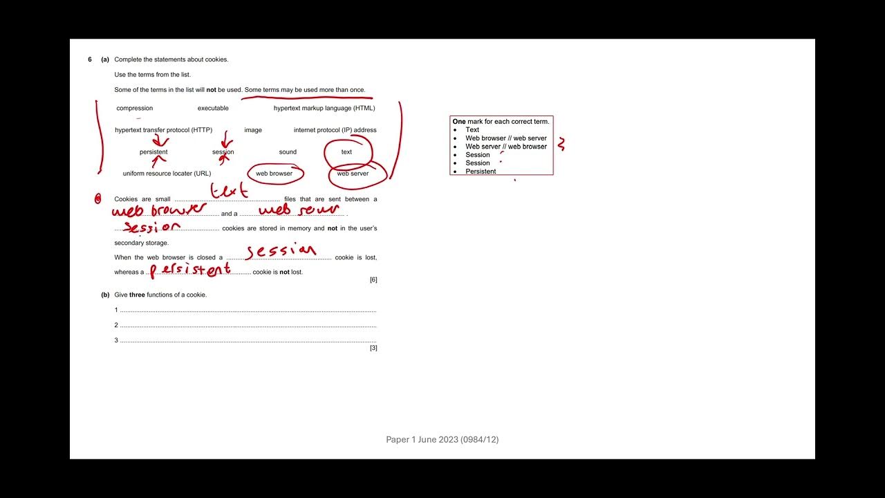 Q6 * COOKIES * Cambridge iGCSE Computer Science Paper 12 June 2023 ...
