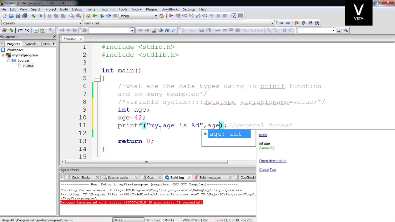 Tamil Tutorial C Programming Using Variables Youtube
