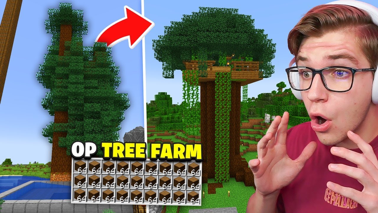 I Built The Most OVER POWERED Tree Farm in Minecraft! + New Shop ...
