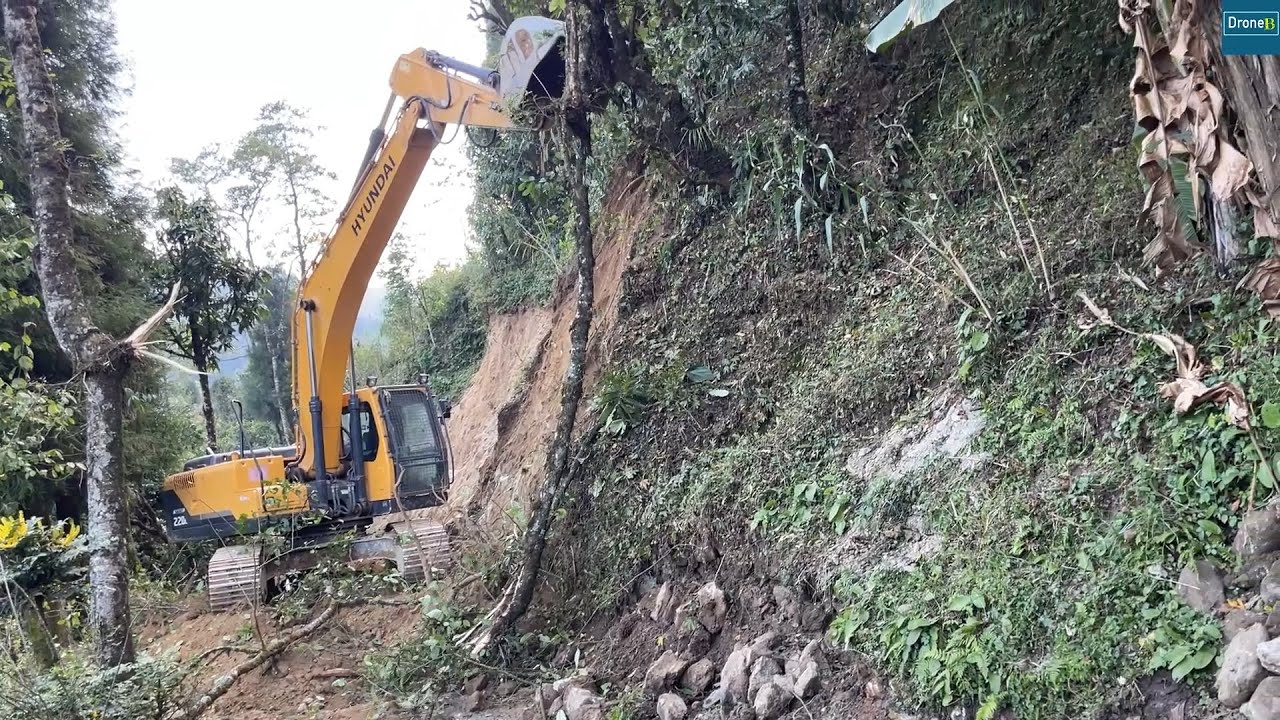 Final Step-Remote Mountain Village Road Work with Hyundai Excavator ...