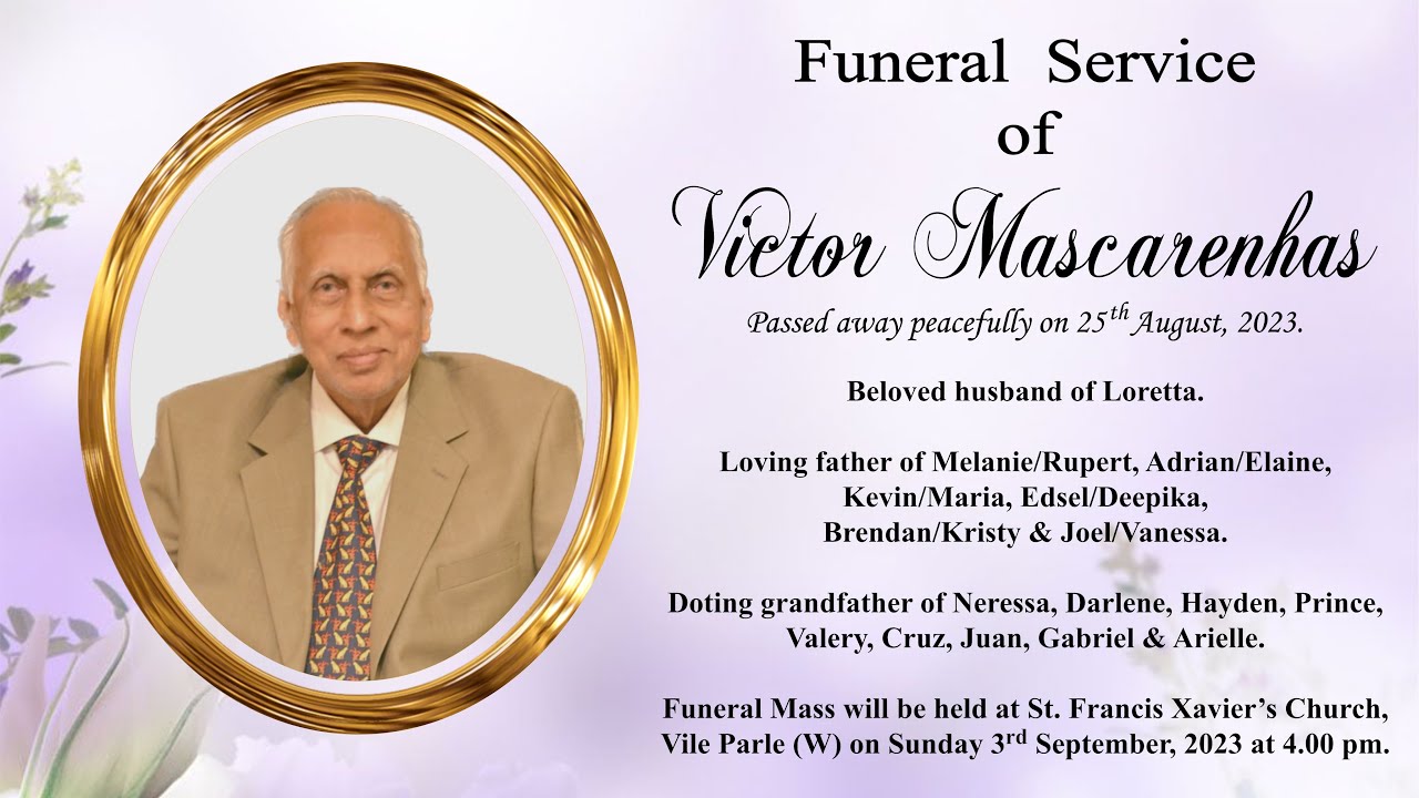 Funeral service of "Victor Mascarenhas" - YouTube