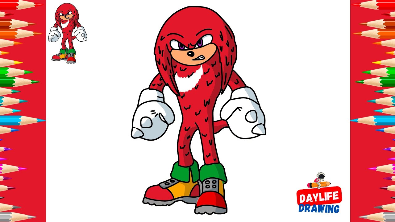 How to Draw Knuckles the Echidna | Sonic 3 Movie Drawing Tutorial - YouTube