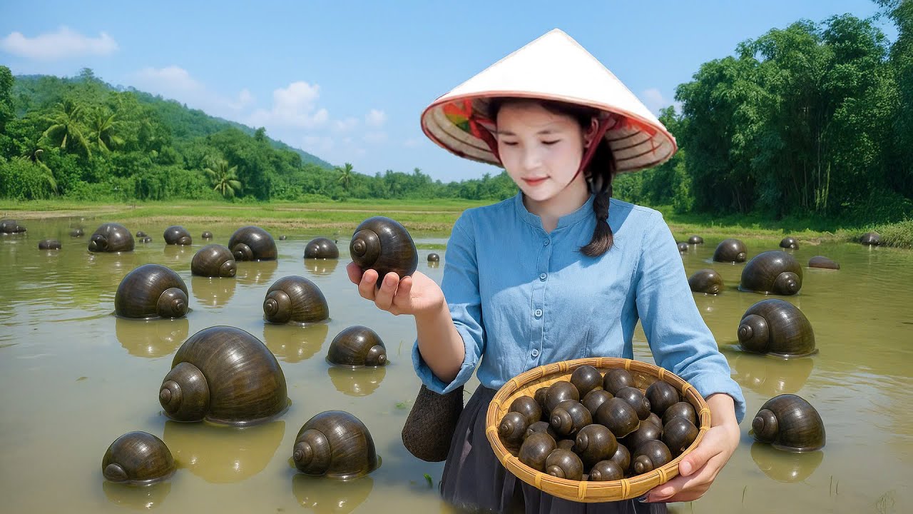 Vietnamese delicacy Native Apple Snail cooked with Banana and Tofu ...