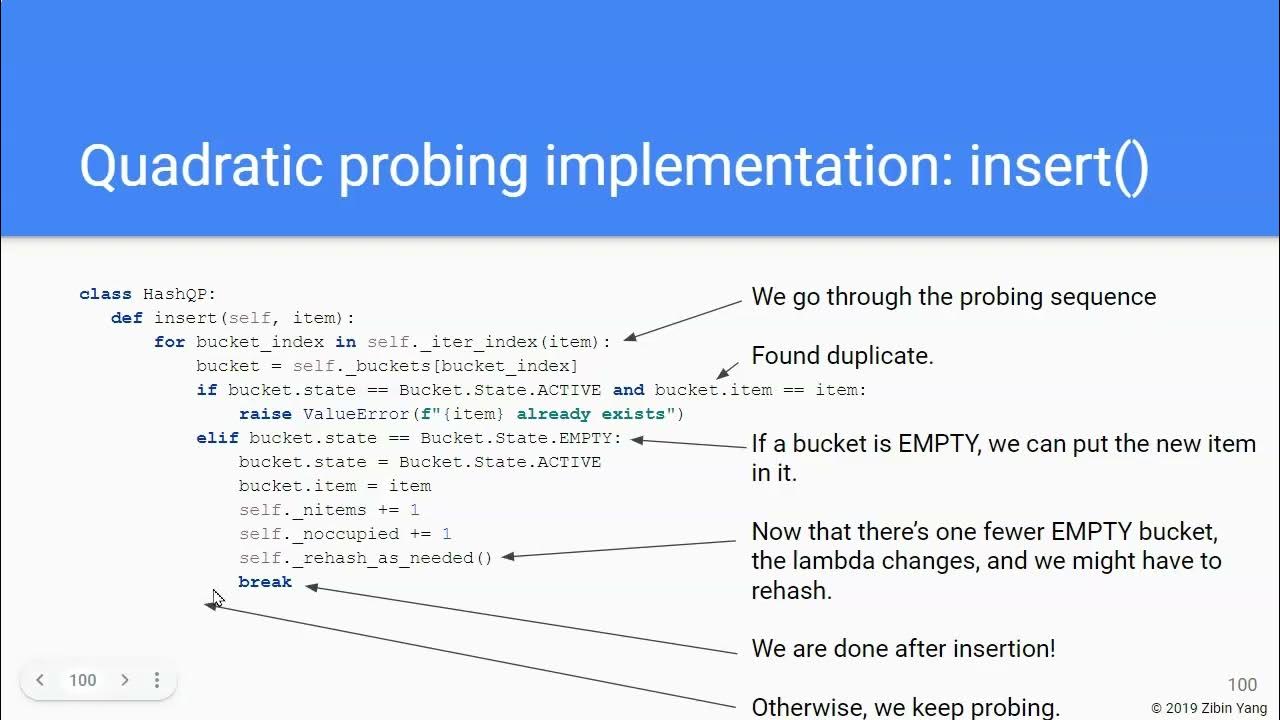 CS3C, Week 7, Collision resolution using quadratic probing ...