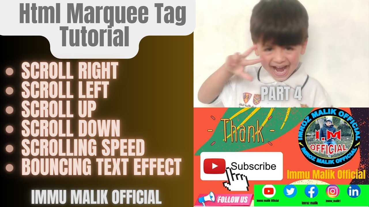 HTML Marquee tag Tutorial | part-4 #immumalikofficial#coding #basichtml ...