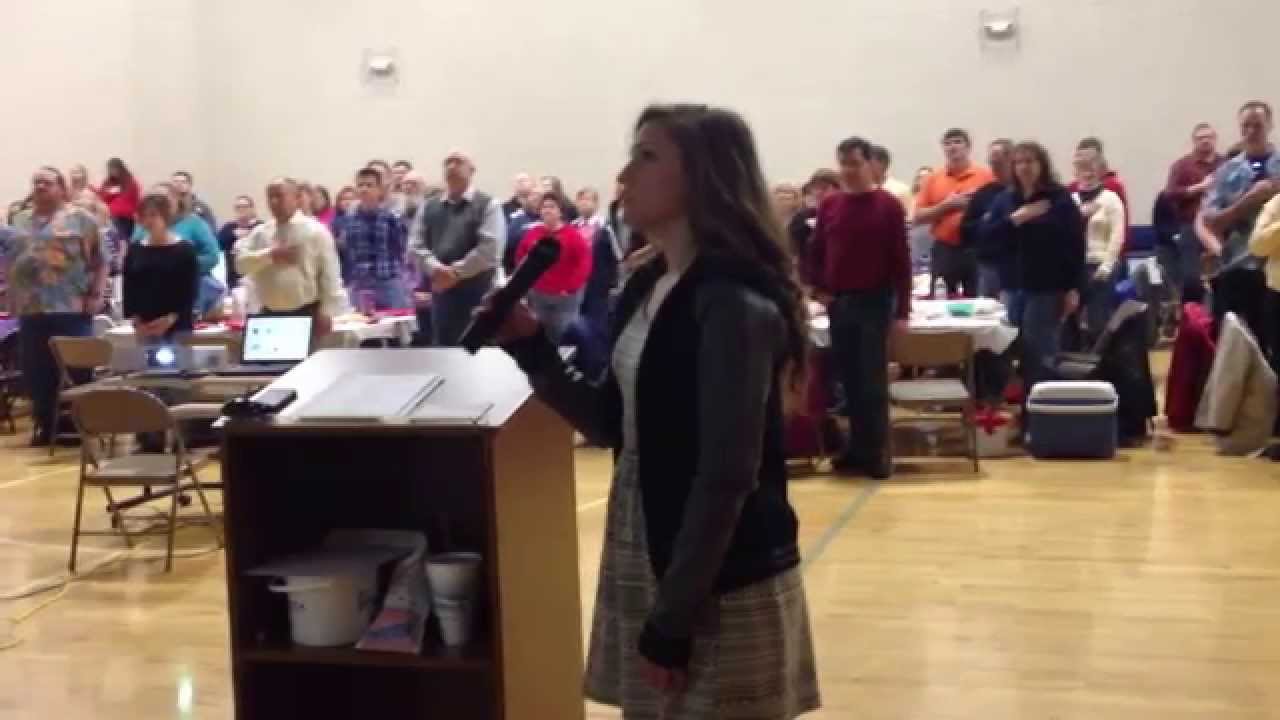 Caroline singing National Anthem - YouTube