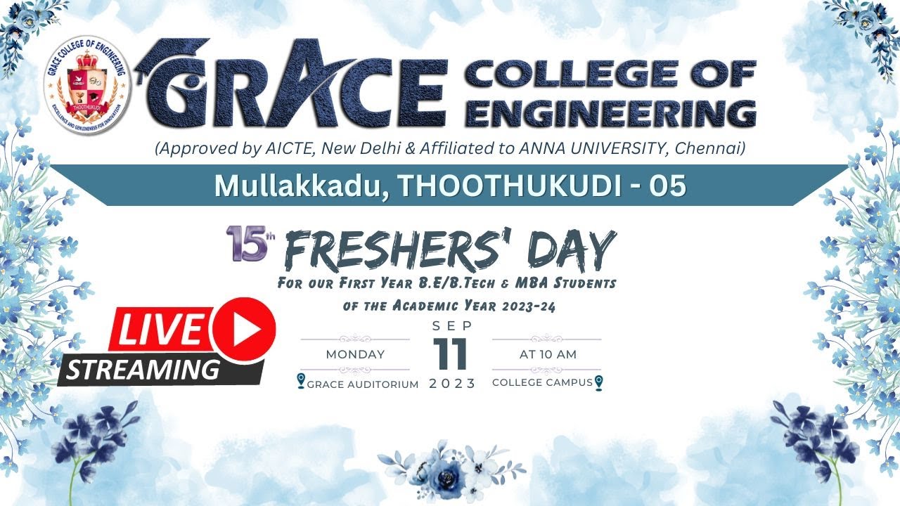 FRESHERS' DAY @ GRACE COLLEGE OF ENGINEERING ON 11 SEP 2023 - YouTube