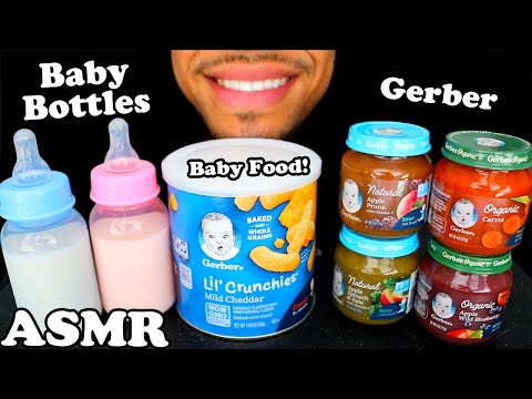 ASMR Breast Milk, Baby Bottles, Lil Crunchies, Baby Foods Mukbang Gerber Jerry Eating Drinking