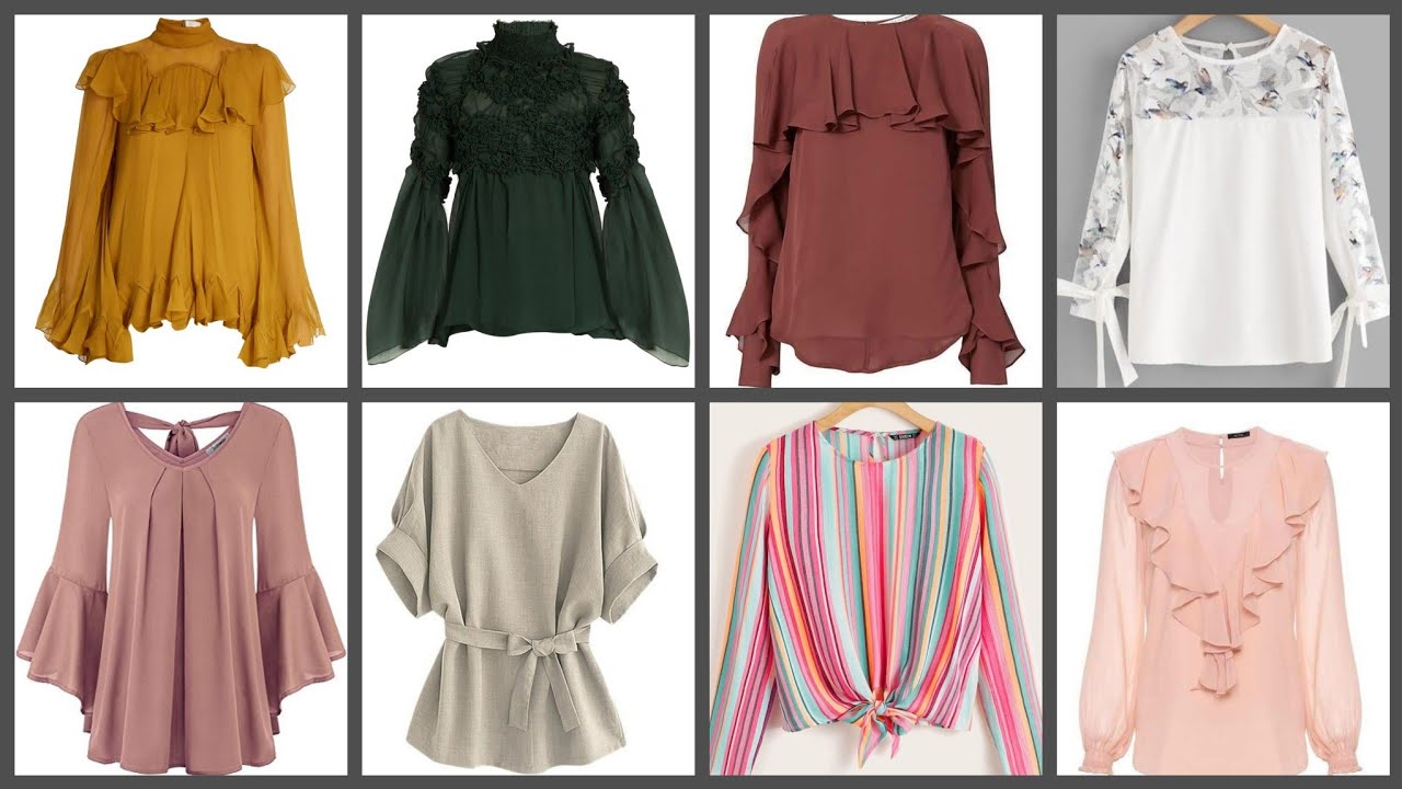 Top gorgeous ruffle and frill decorated blouse designs ideas for women ...