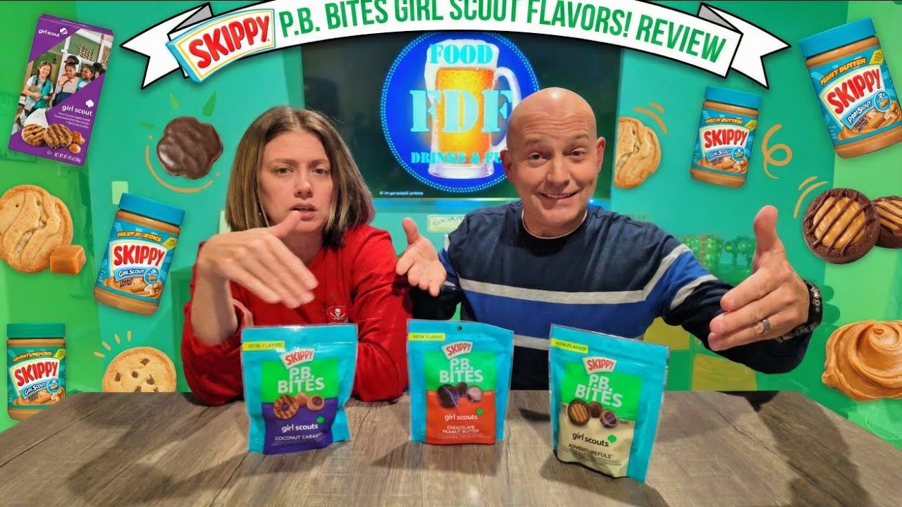 NEW Skippy P.B. Bites Girl Scout Flavors Review & Taste Test - YouTube