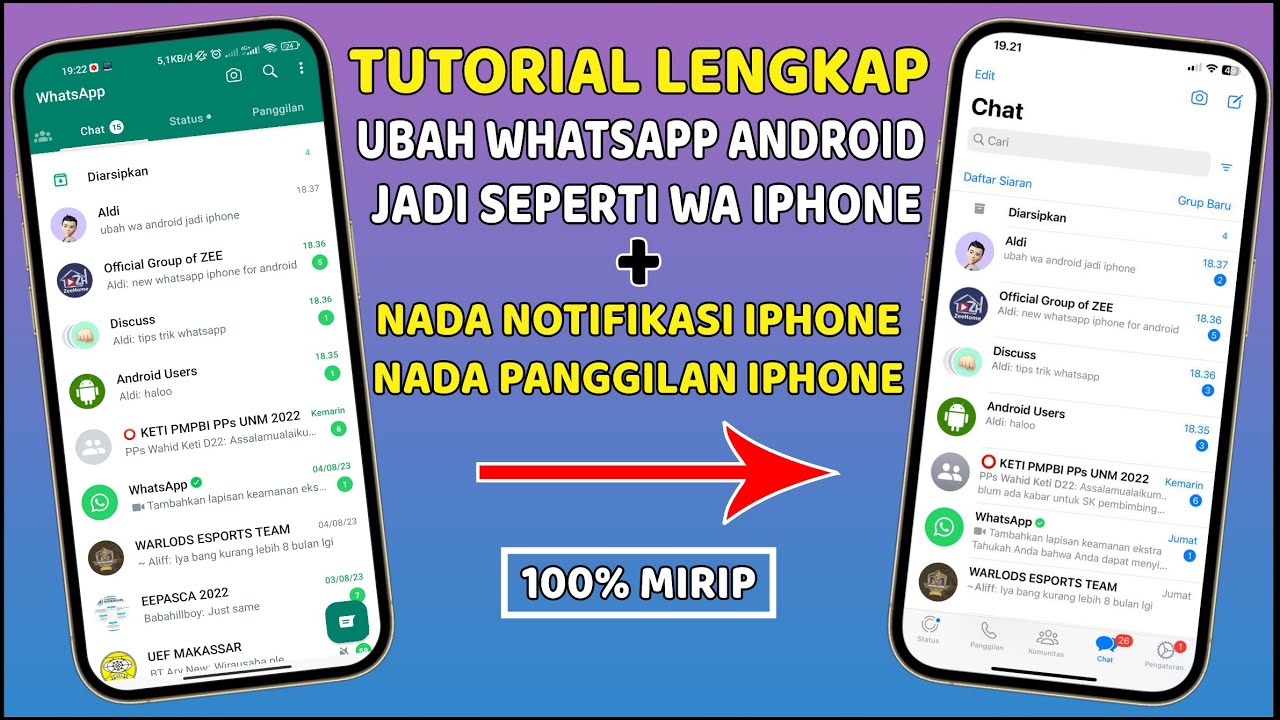 CARA TERBARU UBAH WHATSAPP ANDROID JADI WA iPHONE iOS 100% BERHASIL - YouTube