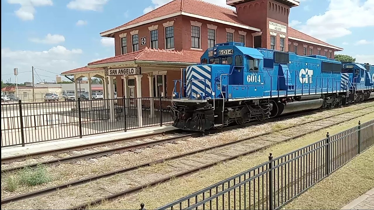 Texas Pacifico westbound passing the San Angelo Railroad museum on 06 ...
