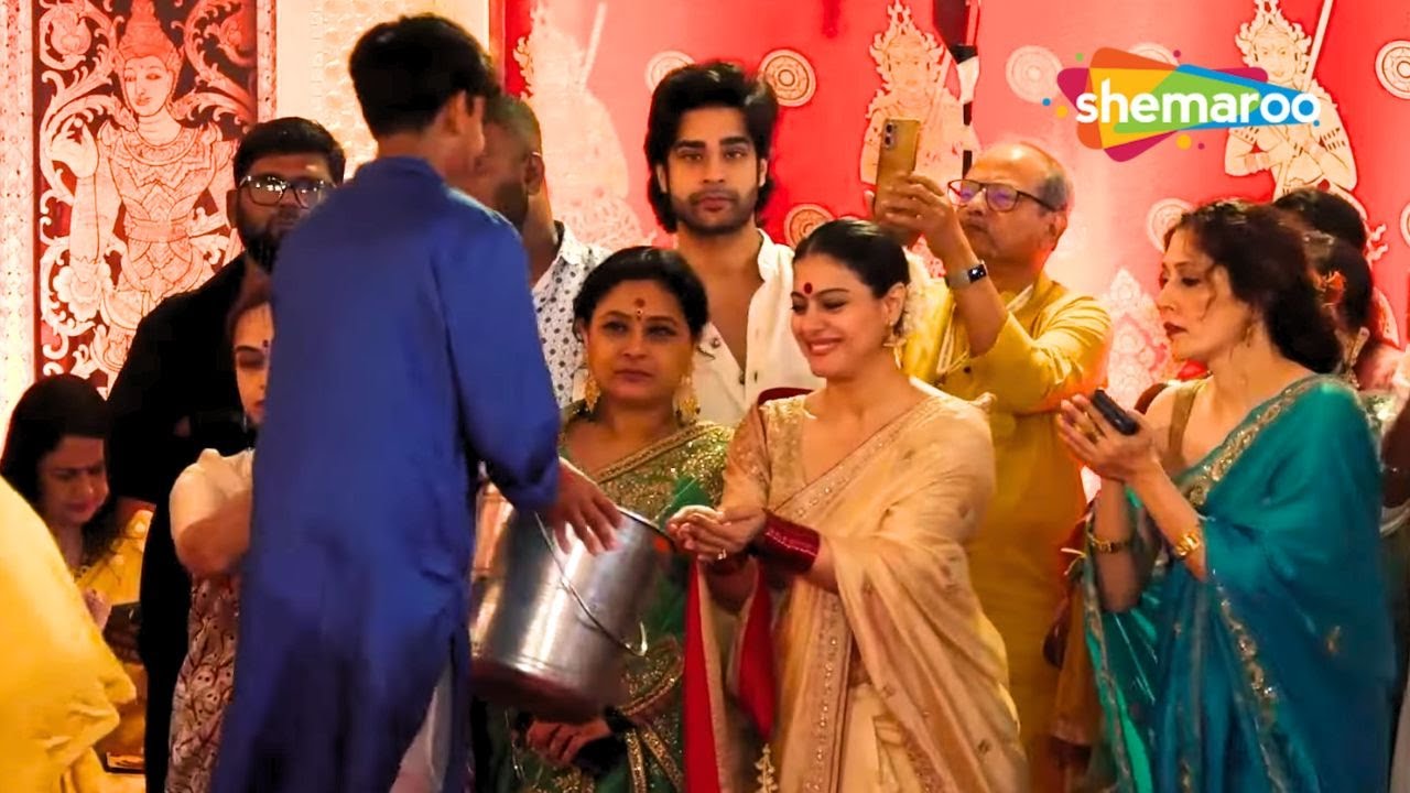 Kajols Son Yug Devgan Serves Bhog On Navami Durga Puja 2023 Youtube