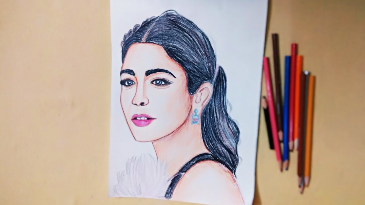 how to draw Anushka Sharma Drawing. easy stop by step Anushka Sharma ...