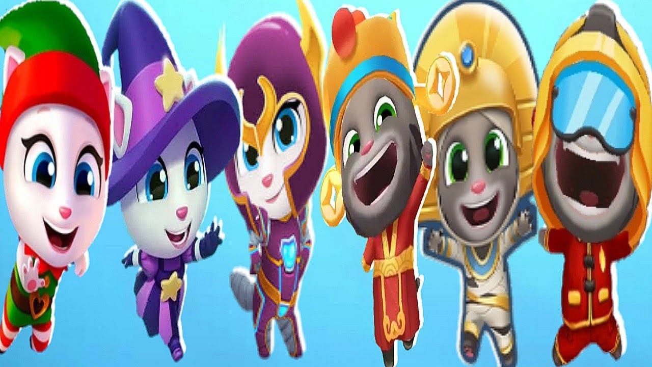 Talking Tom Gold Run Fortune Tom vs Elf Angela vs Fireman Tom vs Cyber ...