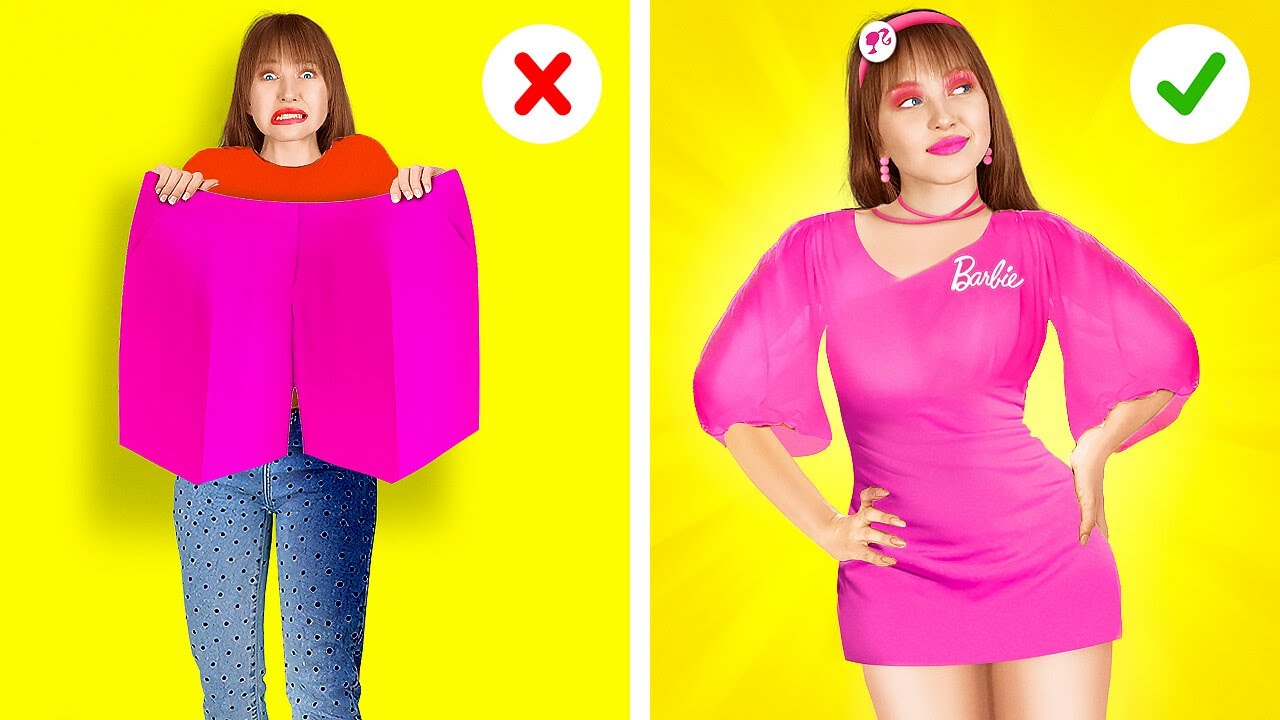 Faça Você Mesma Suas Roupas Estilosas 😱 Desafio de Arte 💝 Truques de ...