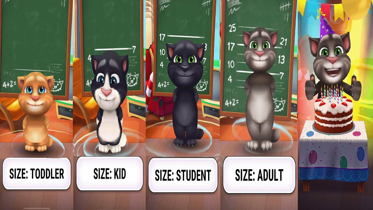 My Talking Tom different size Tom Happy birthday Ep4525 - YouTube