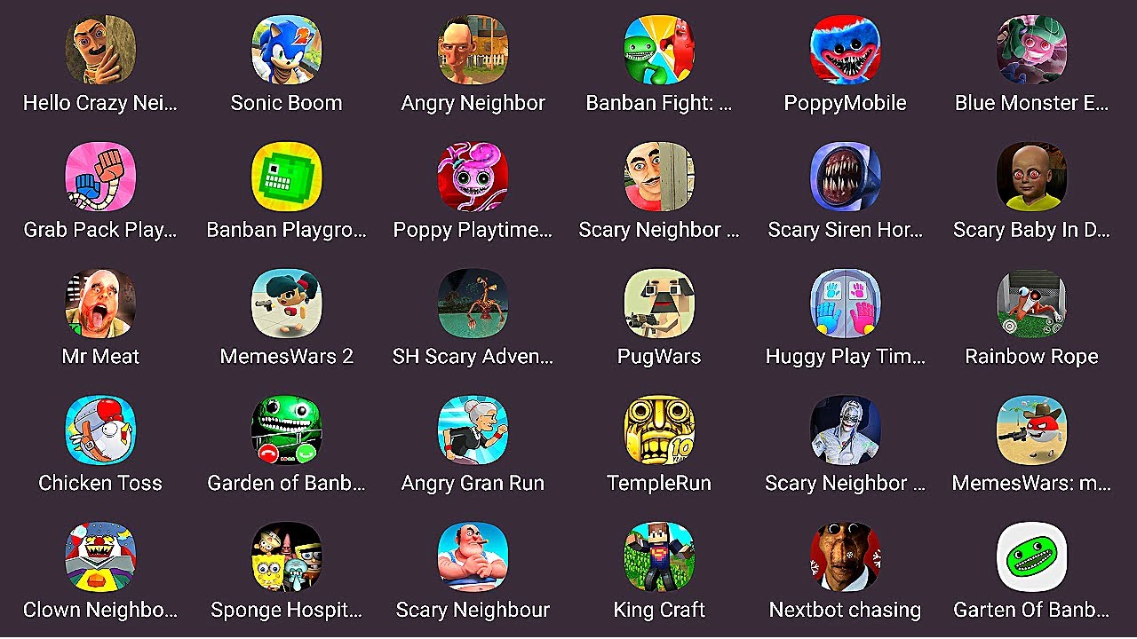 Scary neighbor,Angry Granny Run,Mr Meat,Nexbot,Garden of Banan - YouTube
