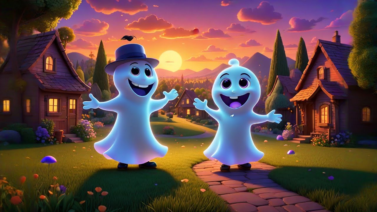 Seven Giggly Ghosts Say Boo Boo Boo | Fun Song for Kids | Nursery ...