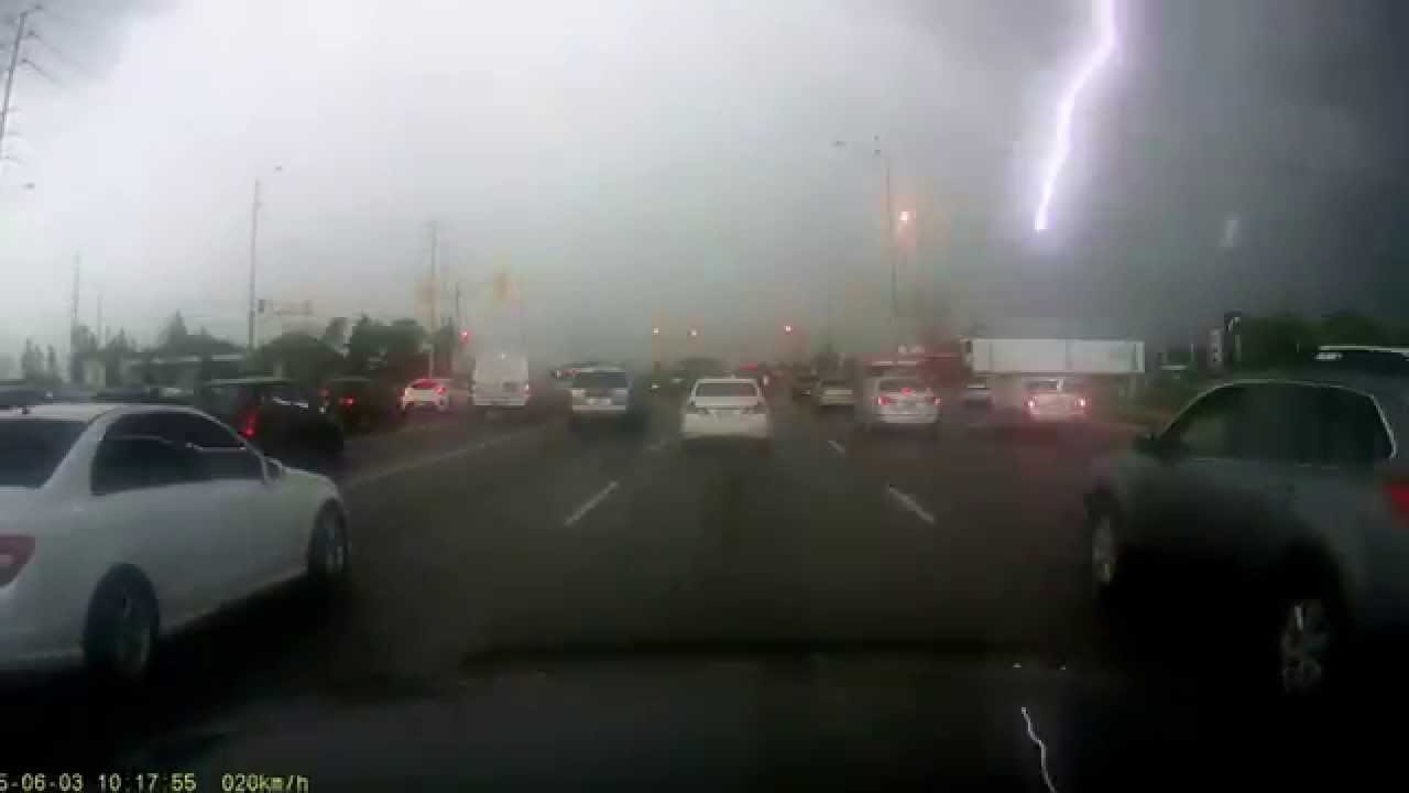 Lightning strike on utility pole - YouTube