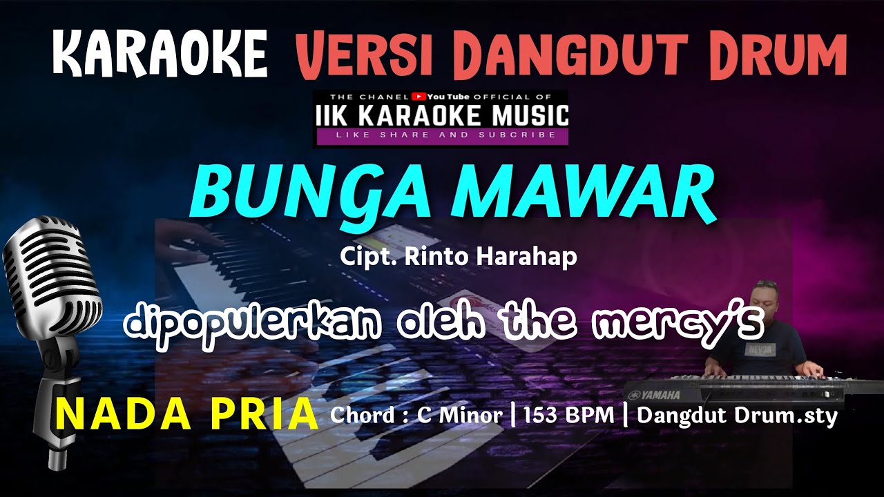 BUNGA MAWAR ( Karaoke / Lirik ) || Nada Pria Dangdut Remix - YouTube