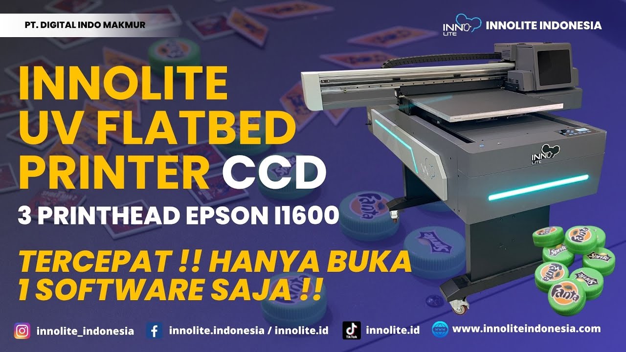 🤯 Canggih ! Printer UV FLATBED CCD Innolite TERBARU : 3 Head i1600 & AI ...