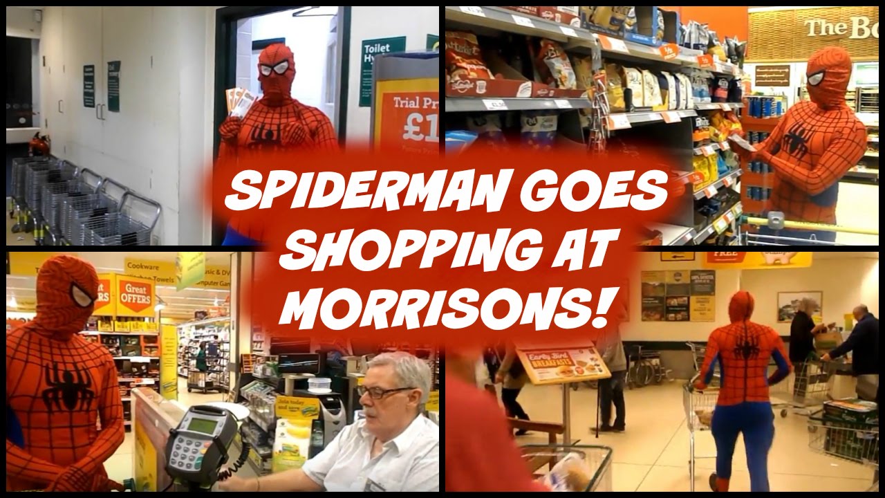 Spiderman goes Shopping at Morrisons! - YouTube