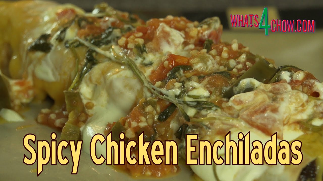 Chicken Enchiladas - Spicy Chicken Wraps with Melted Cheese, Sour Cream ...