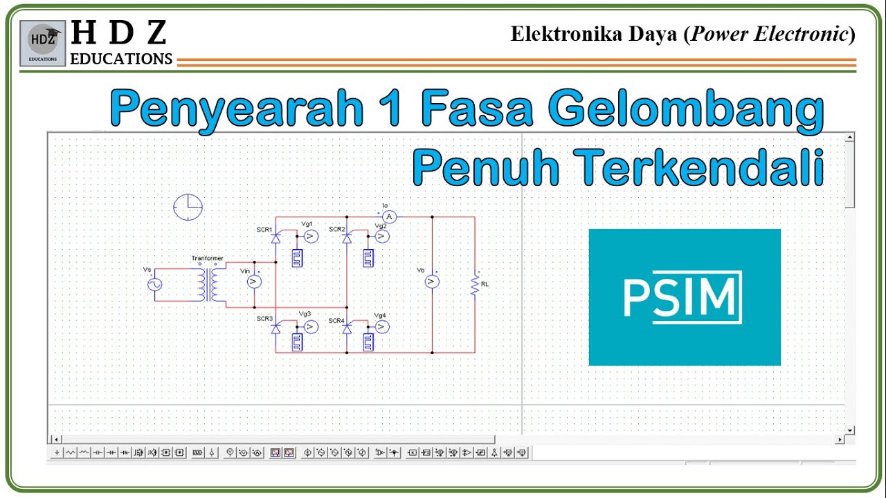 Simulasi Rangkaian Penyearah Gelombang Penuh Proteus