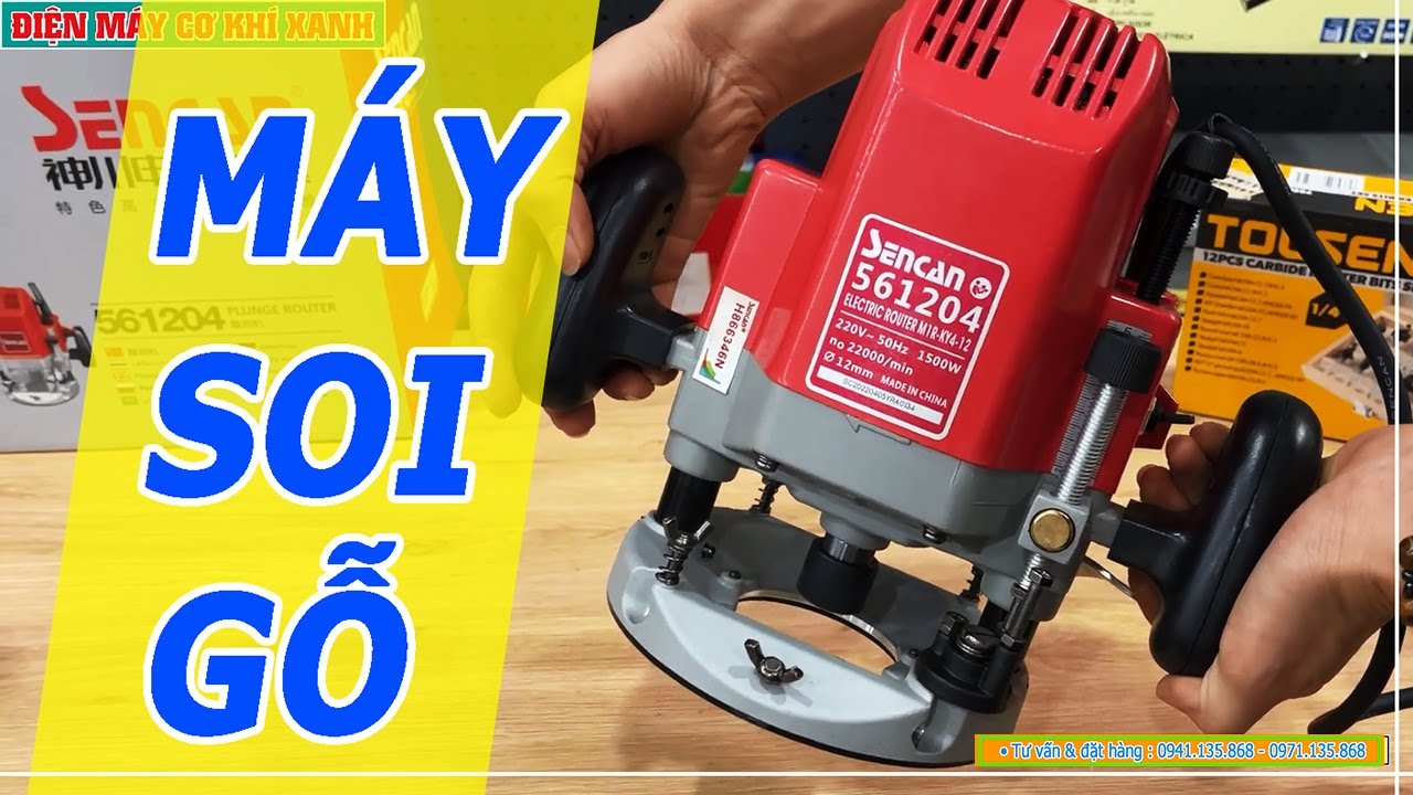 Giới Thiệu Máy Phay Gỗ Cầm Tay, Máy Soi Mộng Sencan 1500w - YouTube