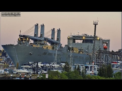 Golden Hour, USNS Bob Hope docked in White Bay. This is Sydney Harbour ...