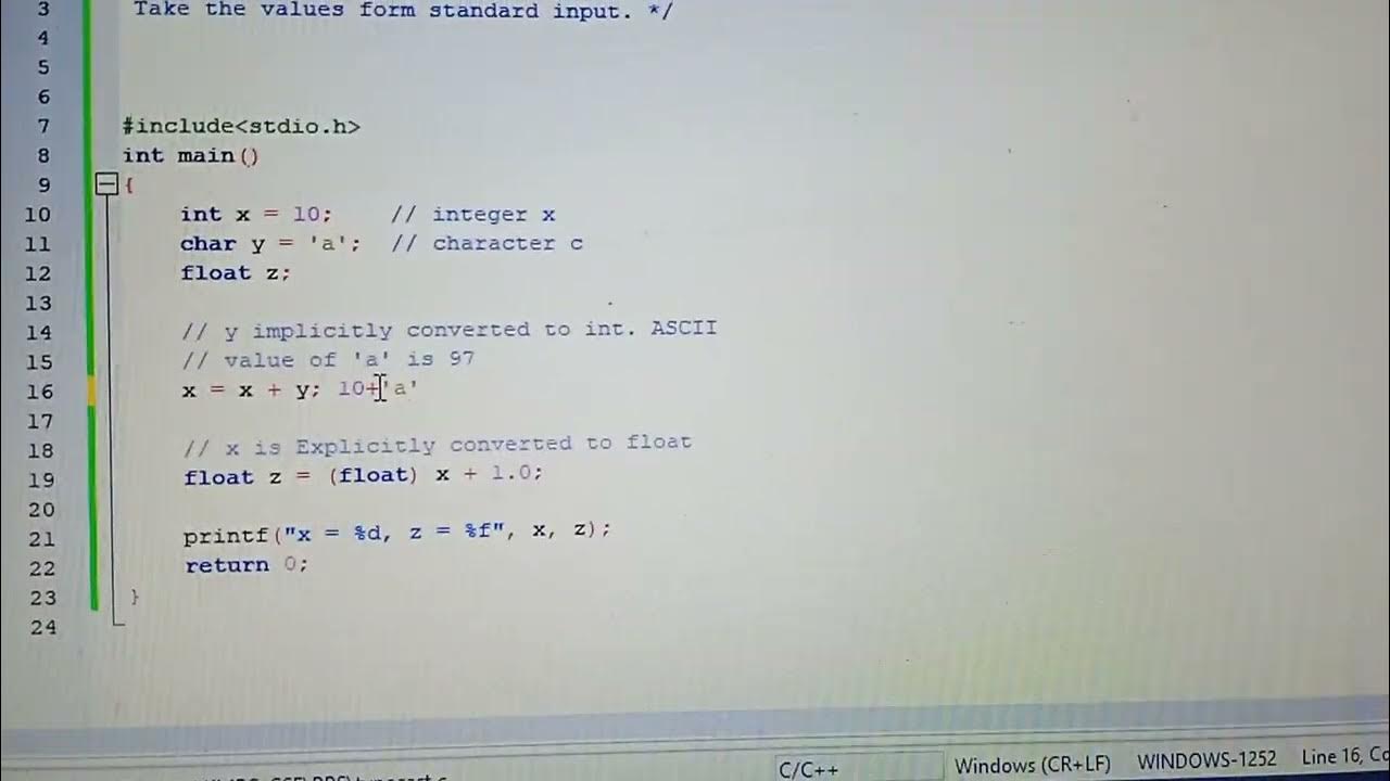 C Program to implement Type Casting or Conversion with explanation - YouTube
