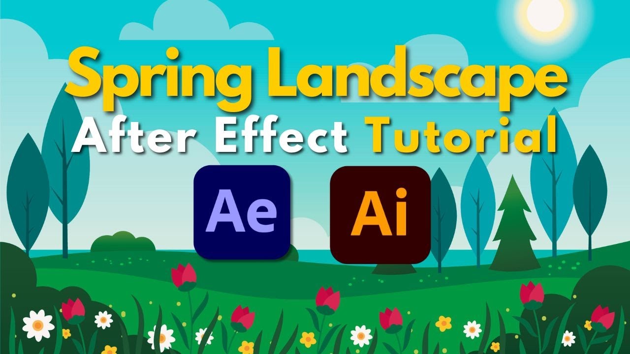 After Effects Tutorial | Spring Landscape Background Animation Tutorial ...