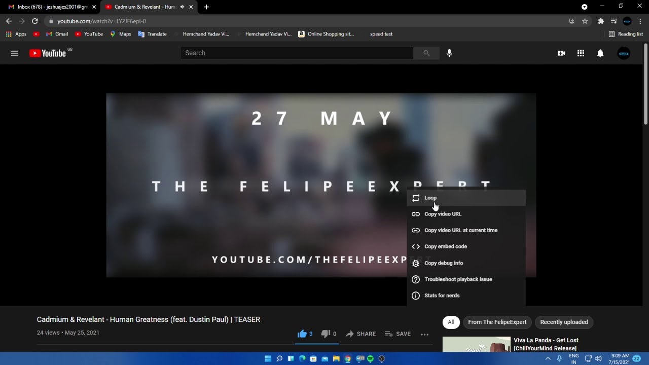 how to loop (repeat) a video on YouTube in a computer - YouTube