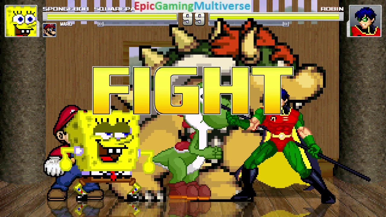 SpongeBob SquarePants And Super Mario Bros. Characters VS Robin In A ...