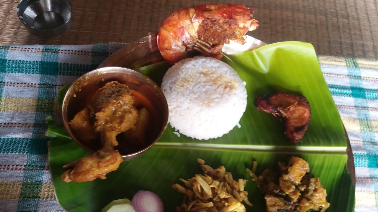 Bengali Non Veg Thali Rice, Salad, Katla Fish, Chingri Fish Fry ...
