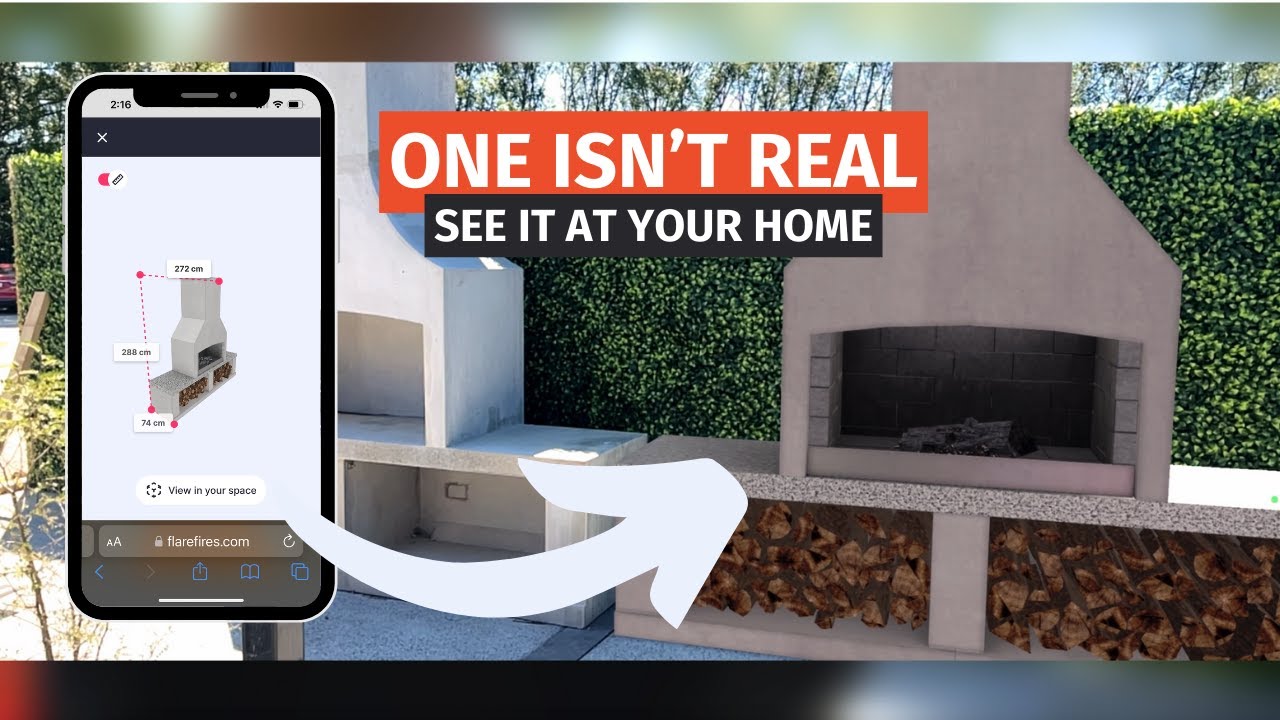 Place an augmented reality outdoor fireplace at your place - YouTube