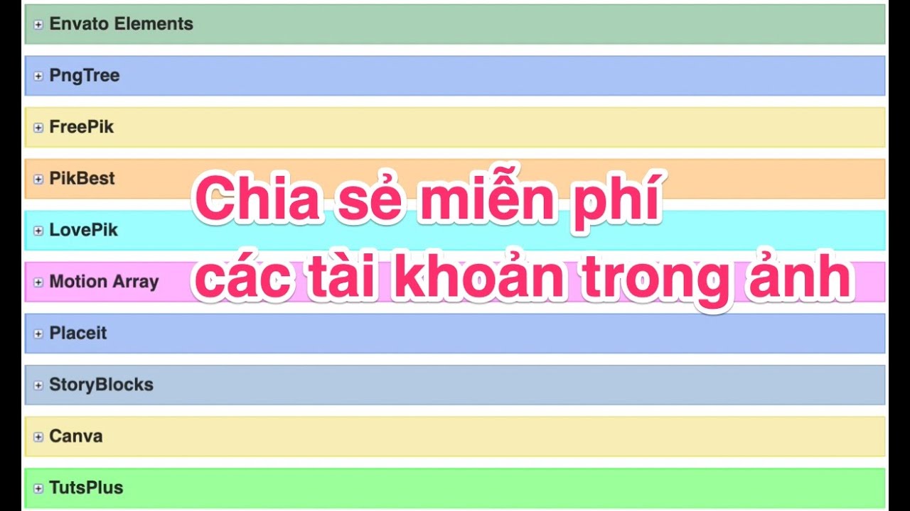 Chia sẻ miễn phí tài khoản FreePik, PikBest, Evanto Elements, Motion ...